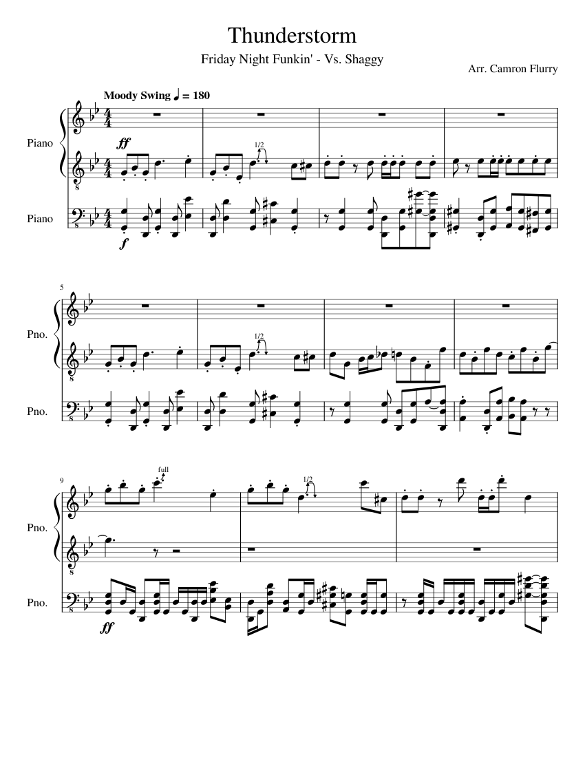 Thunderstorm (Friday Night Funkin' - Vs. Shaggy) Sheet music for Piano ...