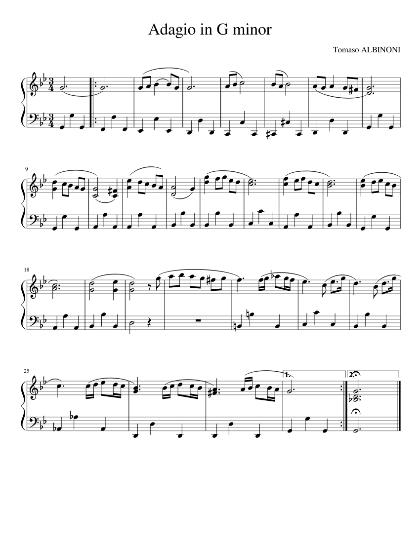 Adagio in G minor Sheet music for Piano (Solo) | Musescore.com