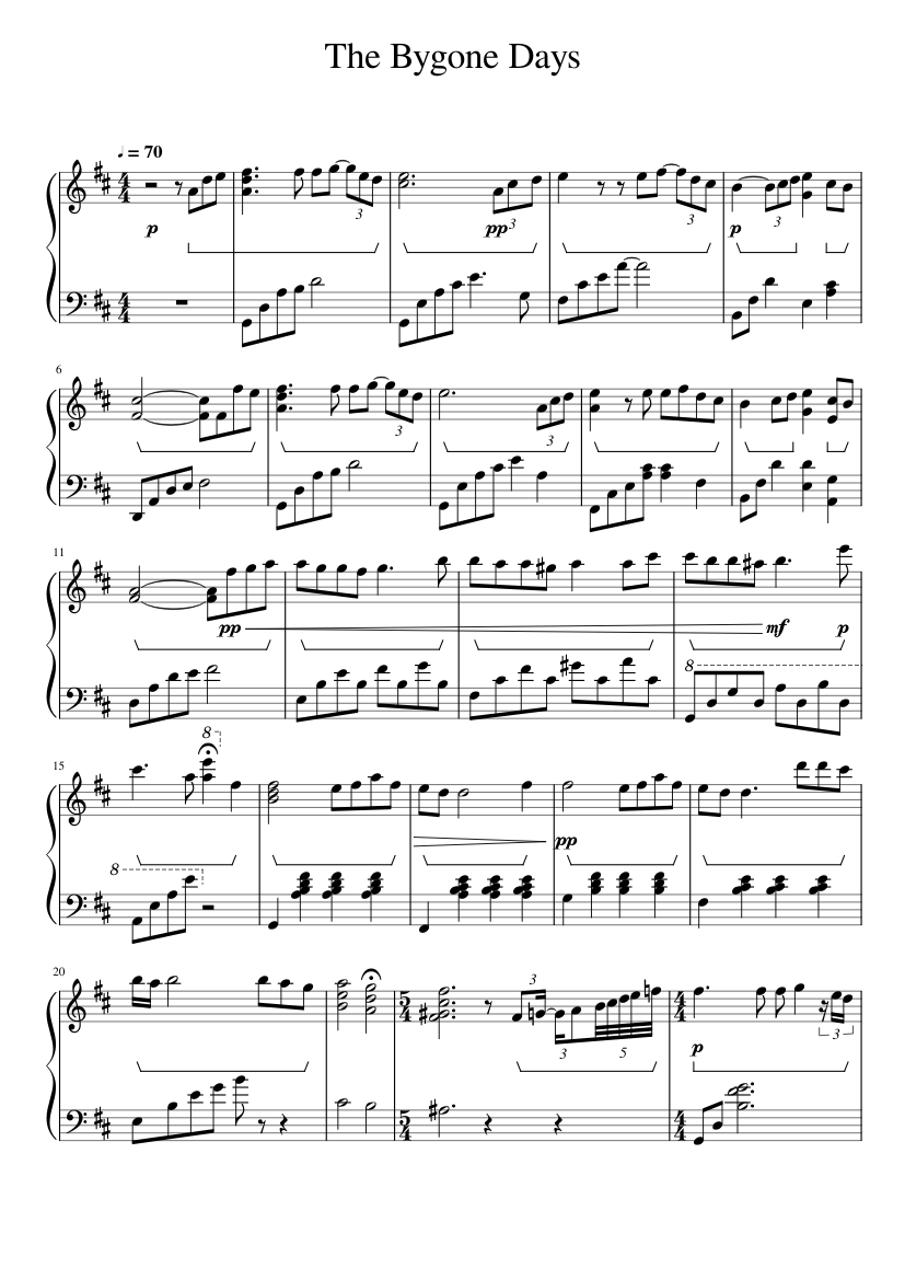 The Bygone Days - Porco Rosso Sheet Music for Piano (Solo) | MuseScore.com