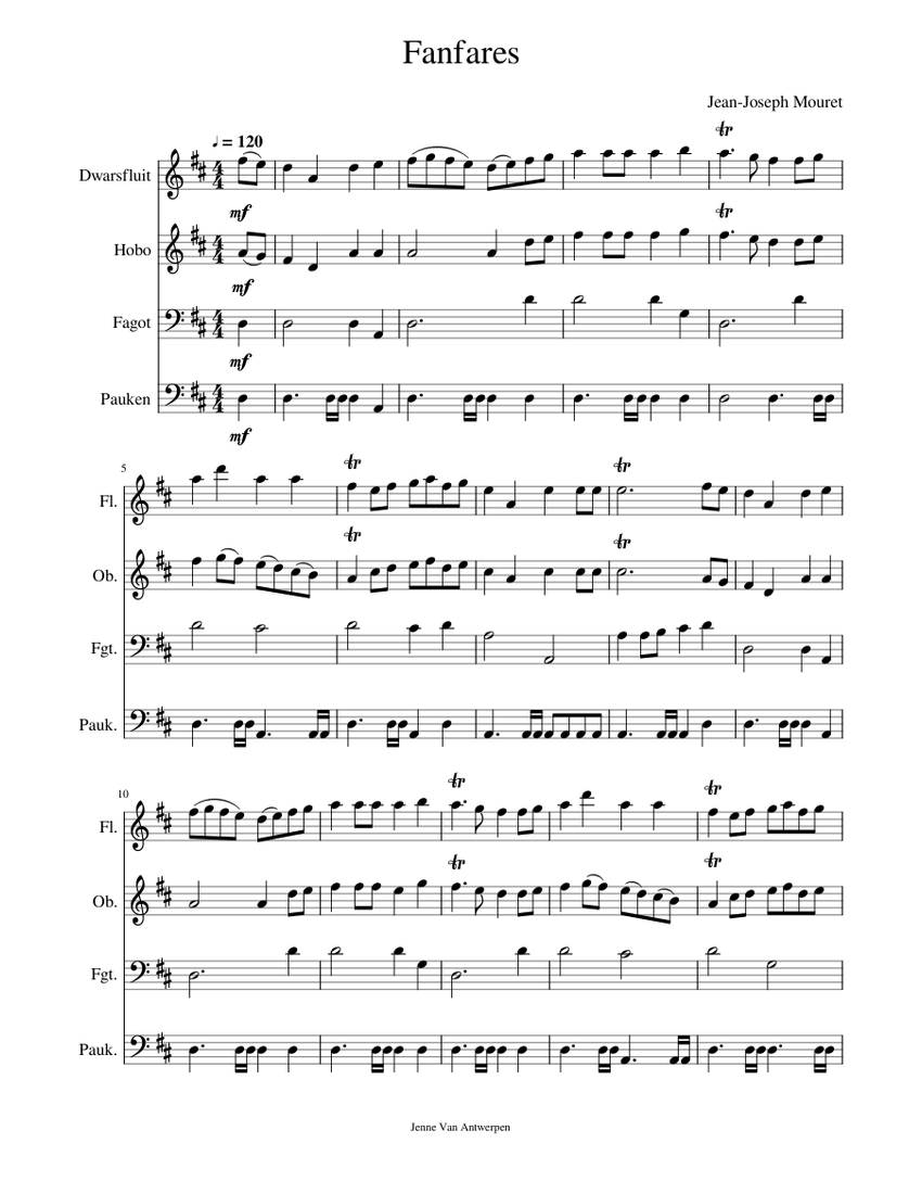 Fanfares Sheet music for Flute, Oboe, Bassoon, Timpani (Mixed Quartet ...