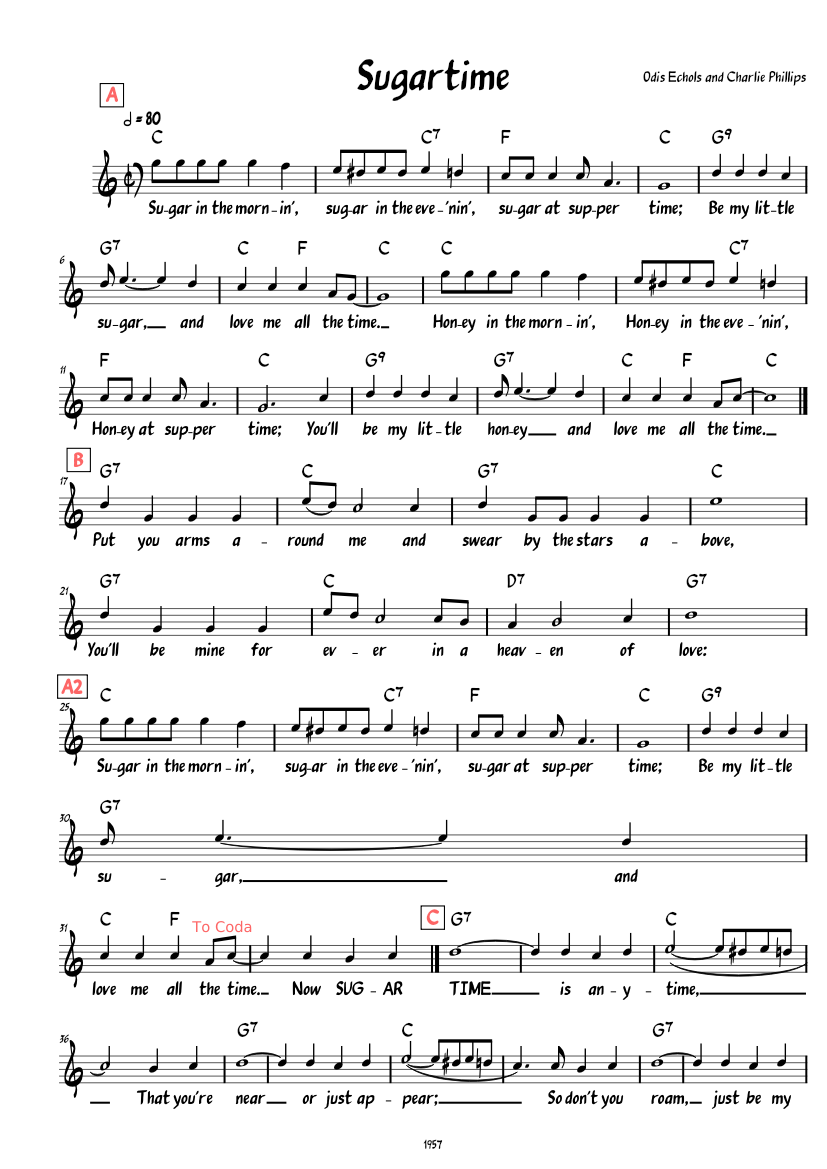 Sugartime Sheet Music with Chords for Piano (Solo) easy | MuseScore.com