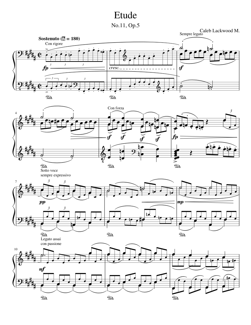 Etude No.11 Sheet music for Piano (Solo) | Musescore.com