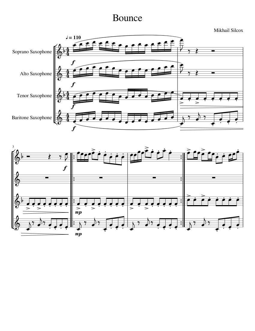 Bounce Sheet music for Saxophone (Alto), Saxophone (Tenor), Saxophone (Baritone), Saxophone ...