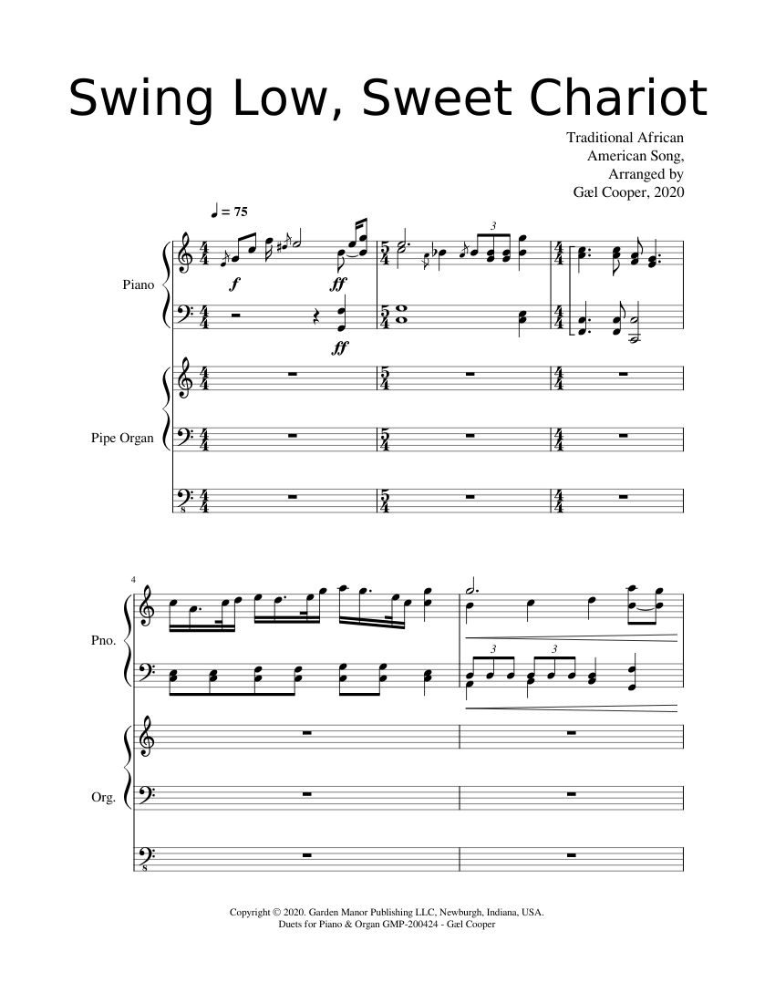 Swing Low, Sweet Chariot by Gæl Cooper (arr.) Sheet music for Piano ...