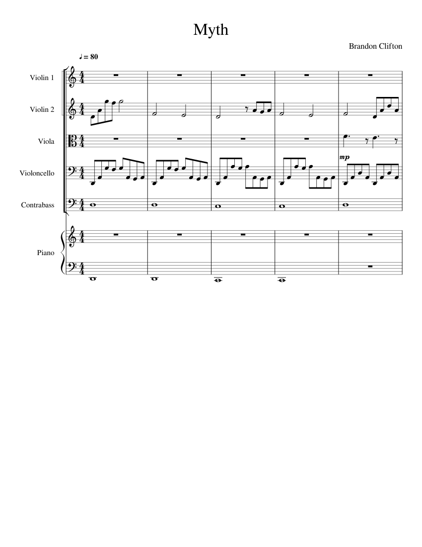 Myth Sheet music for Piano, Violin, Viola, Woodwinds (other) (Mixed ...