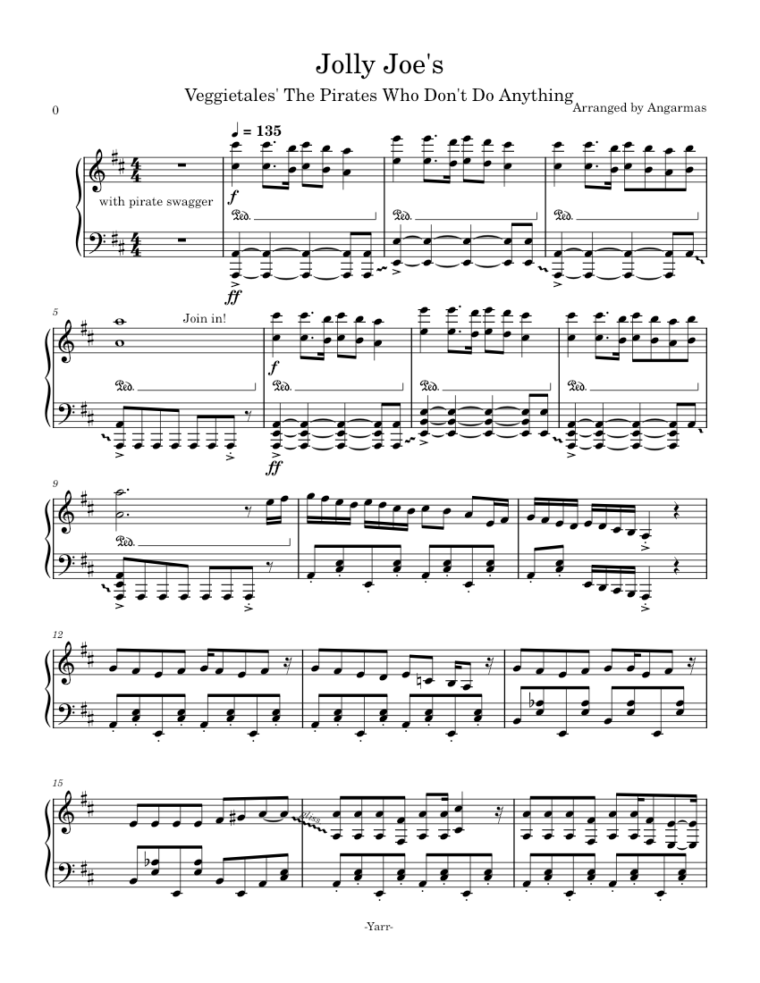 Jolly Joe's – VeggieTales Jolly Joe's Sheet music for Piano (Solo ...