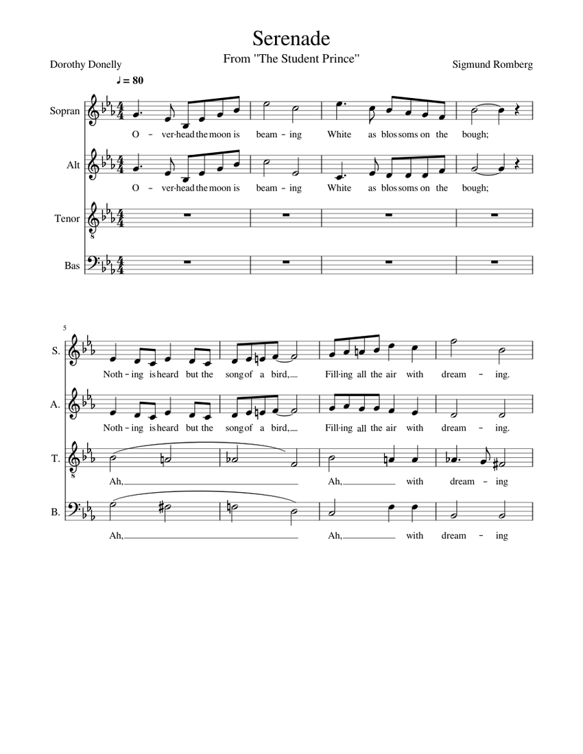 Serenade Sheet music for Soprano, Alto, Tenor, Bass voice (Choral ...