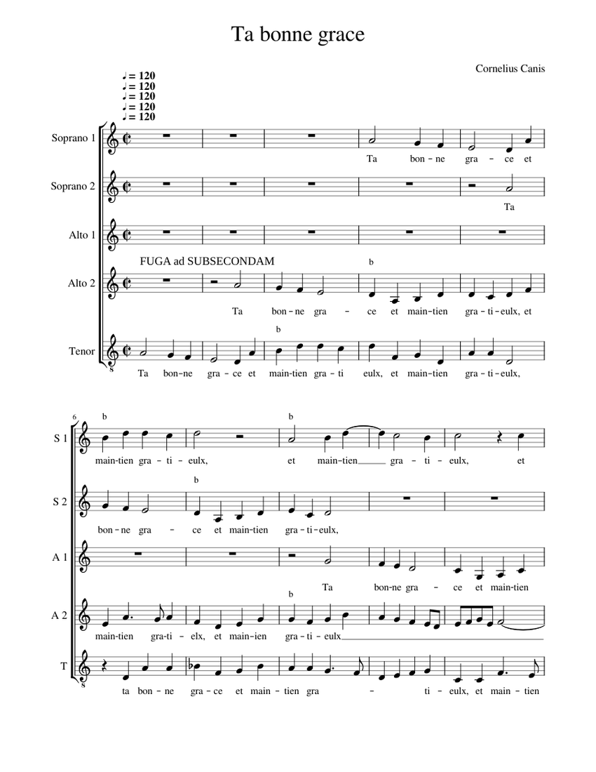 Ta bonne grace - Cornelius Canis Sheet music for Tenor, Vocals (Choral ...