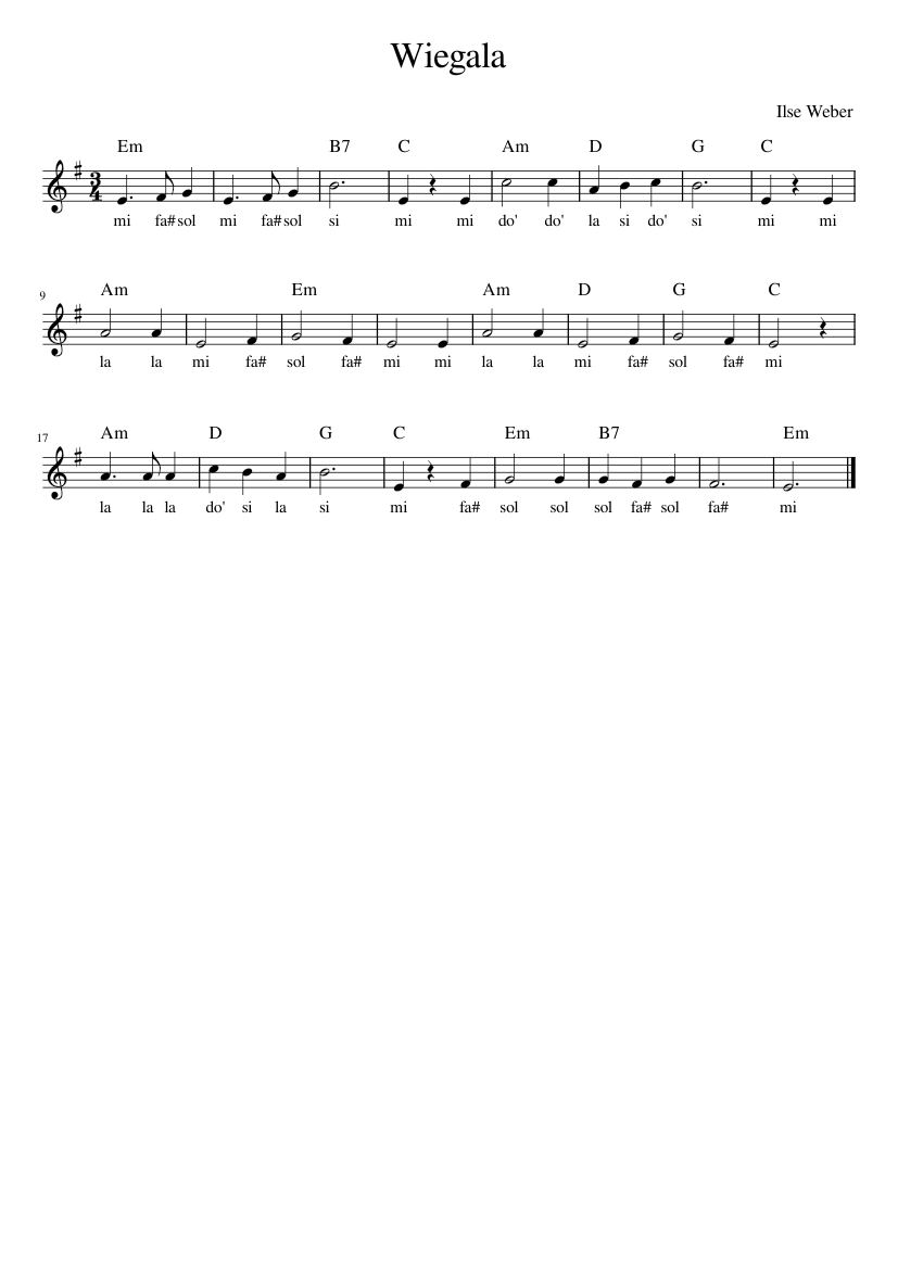 Wiegala Sheet Music for Piano (Solo) Easy | MuseScore.com