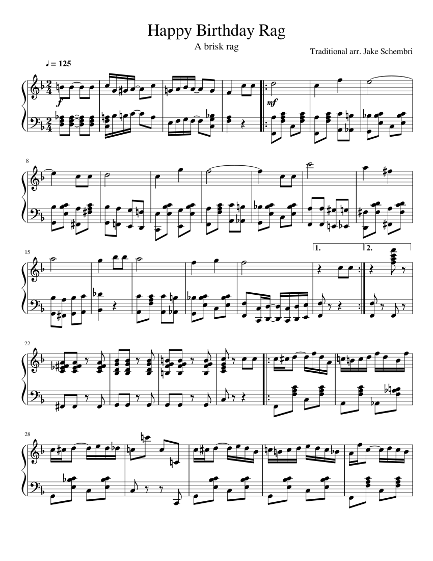 Happy Birthday Rag Sheet music for Piano (Solo) | Musescore.com