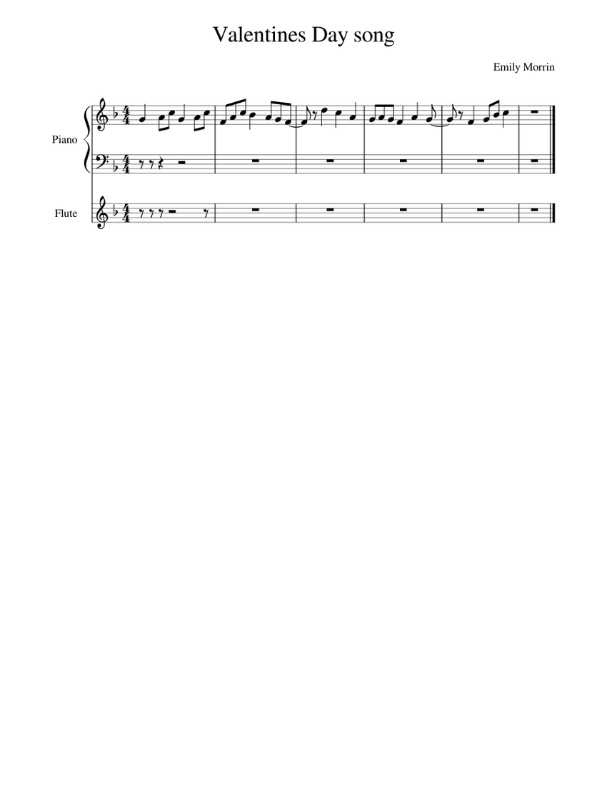 Valentines Day song Sheet music for Piano, Flute (Solo) | Musescore.com