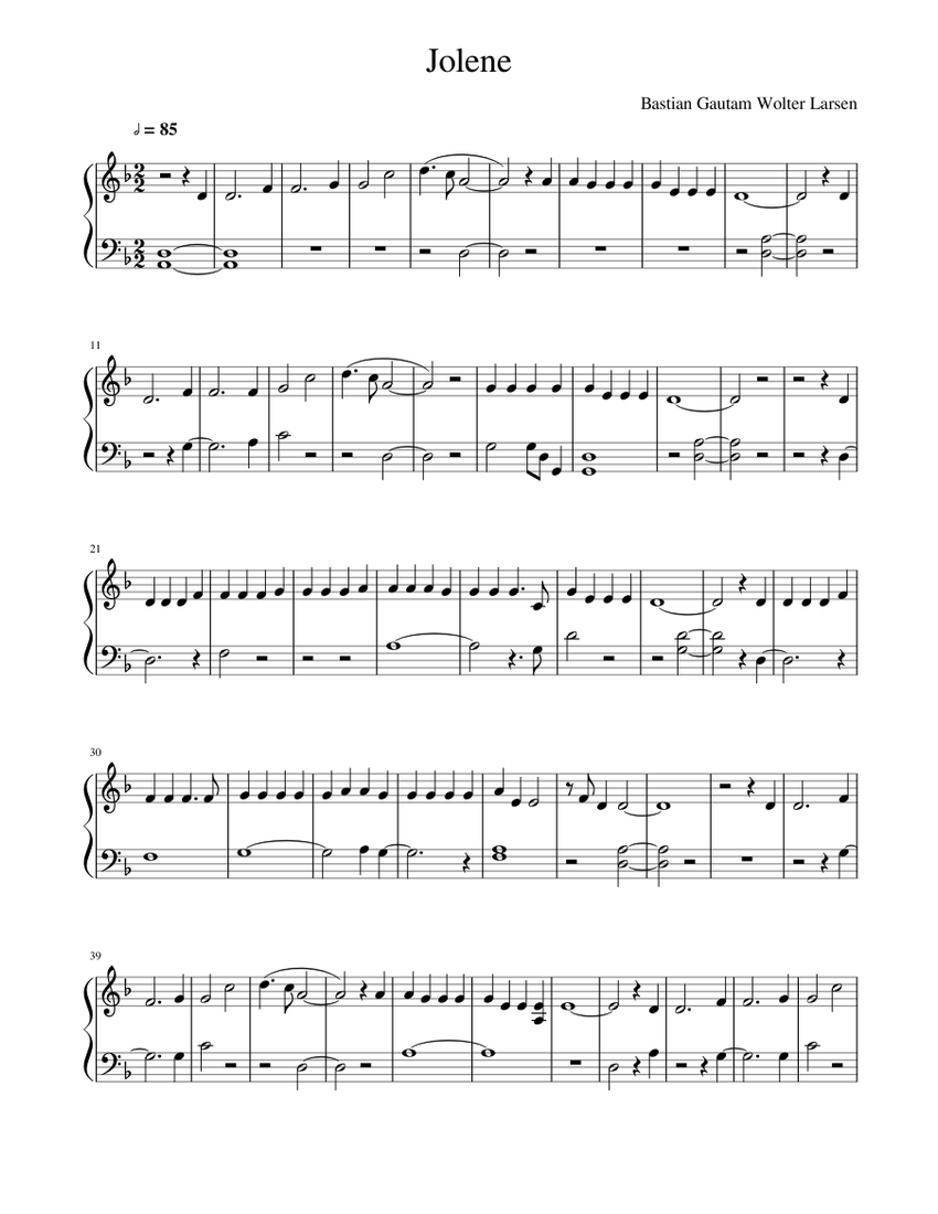 Jolene Sheet music for Harp (Solo) | Musescore.com