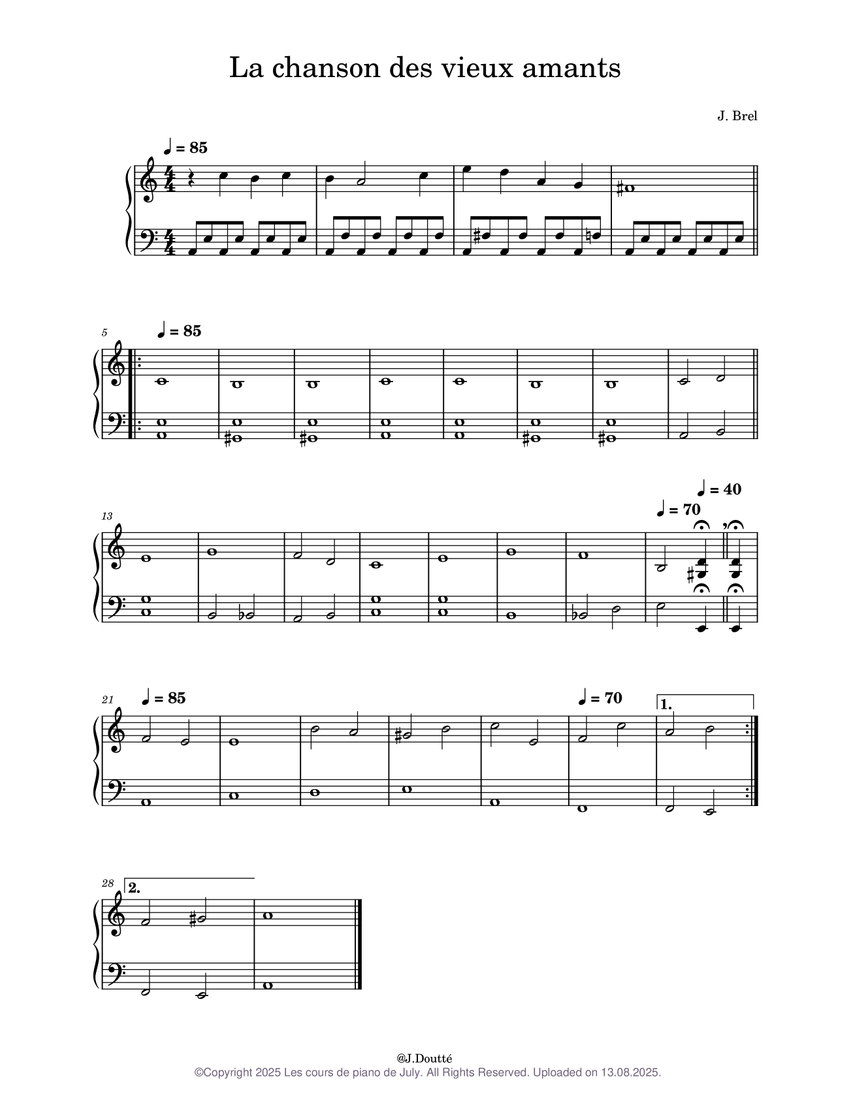 La chanson des vieux amants – Jacques Brel Sheet music for Piano (Solo ...