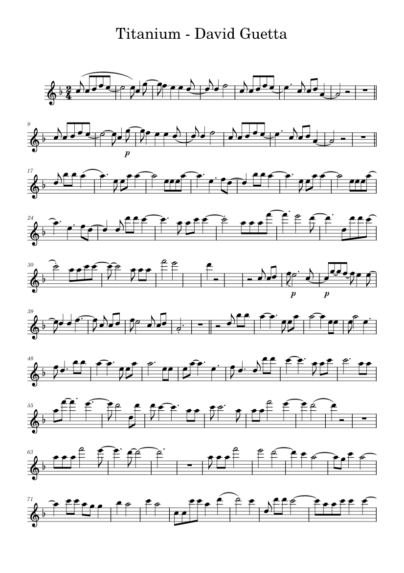Titanium David Guetta Bb Sheet music for Piano (Solo) | Musescore.com