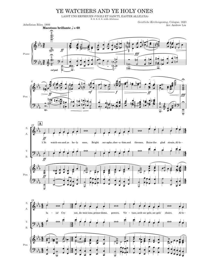 YE WATCHERS AND YE HOLY ONES; LASST UNS ERFREUEN (VIGILI ET SANCTI ...