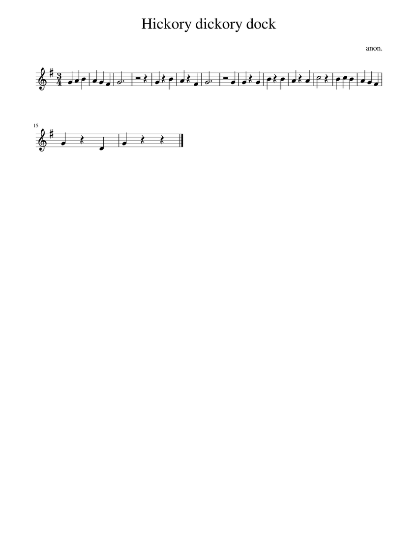 Hickory dickory dock Sheet music for Piano (Solo) Easy | Musescore.com