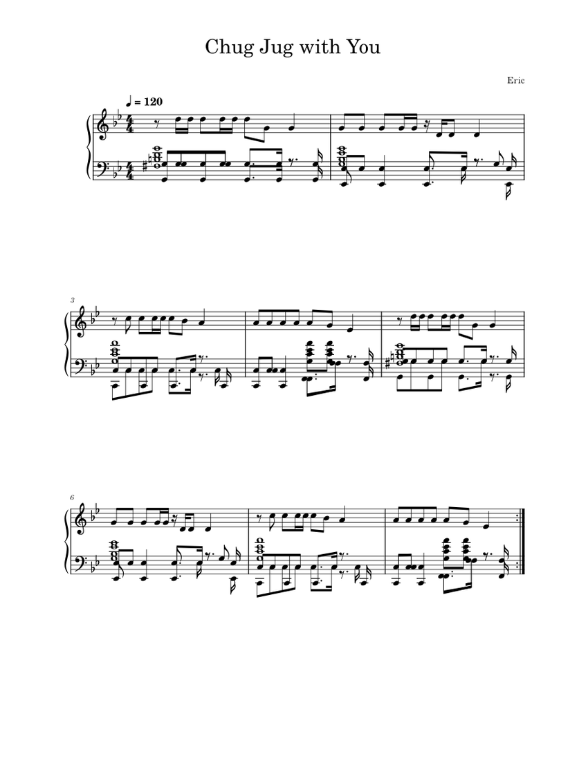 Chug Jug With You – Leviathan Sheet music for Piano (Solo) | Musescore.com