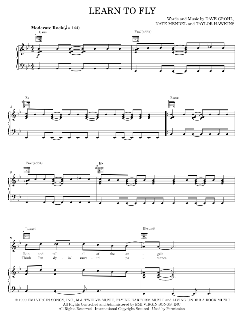 Play Official version of Learn to fly Sheet Music by Foo Fighters for ...