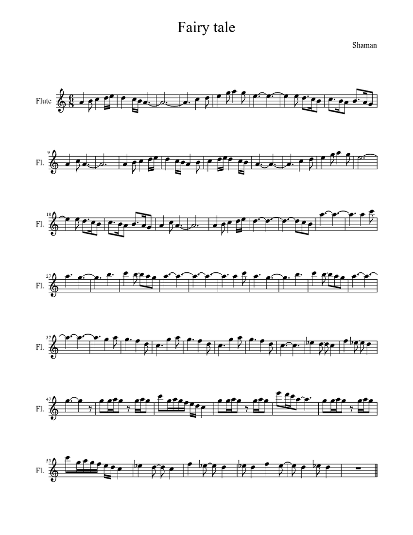 Fairy tale Sheet music for Flute (Solo) | Musescore.com