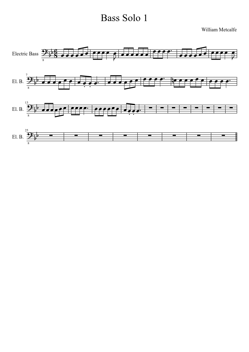 Short and Easy Electric Bass Solo Sheet music for Bass guitar (Solo ...