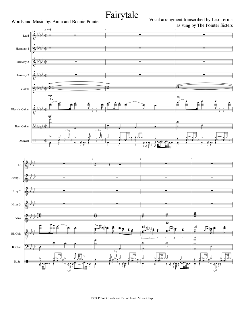 Fairytale Sheet music for Piano, Guitar, Bass guitar, Drum group & more ...