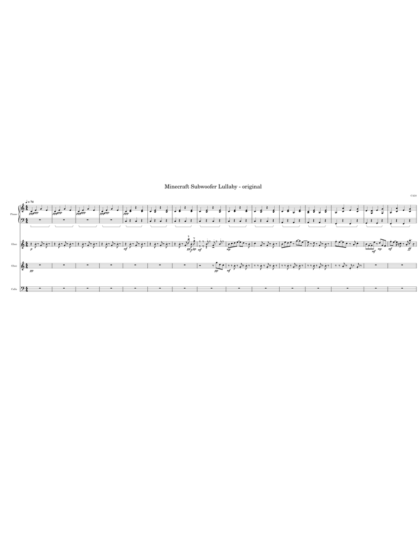 Subwoofer Lullaby original Sheet music for Piano, Oboe, Cello, Harp ...