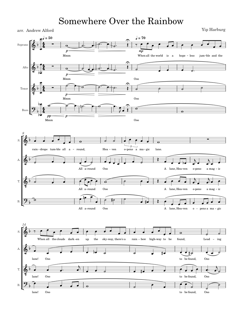 Somewhere_Over_the_Rainbow Sheet music for Soprano, Alto, Tenor, Bass ...