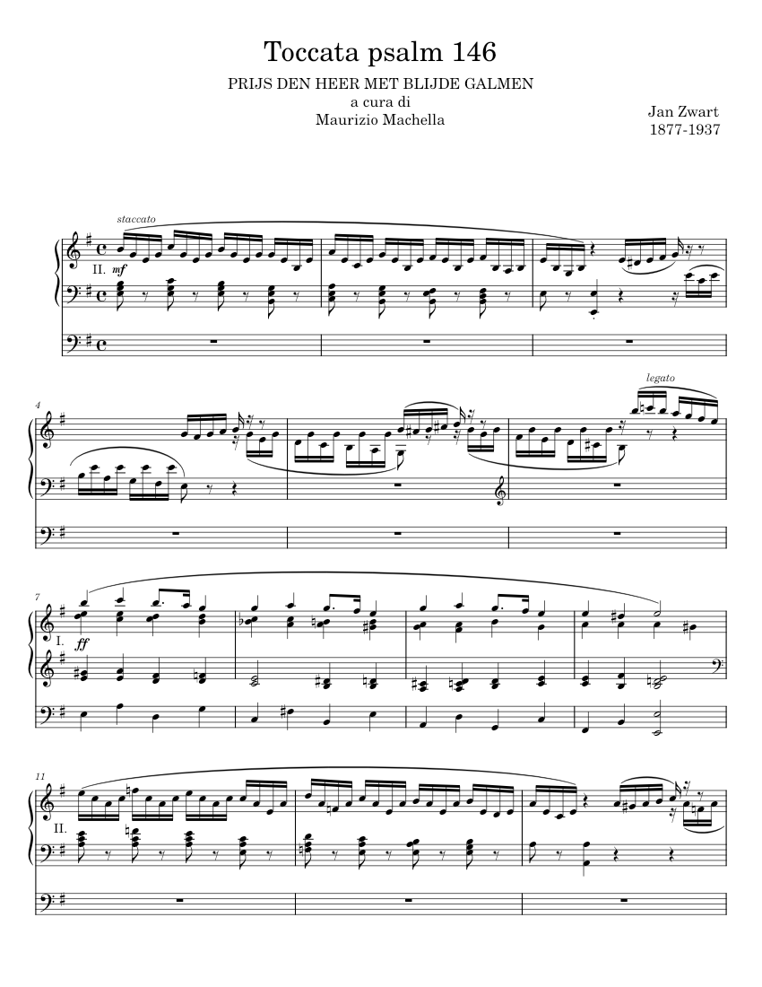 Toccata Psalm 146 - Jan Zwart Sheet music for Organ (Mixed Duet) | Musescore.com