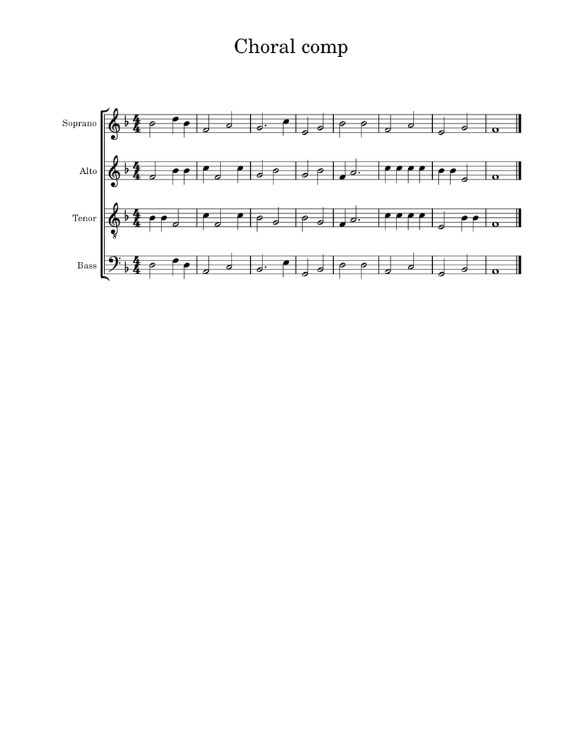 Choral comp Sheet music for Soprano, Alto, Tenor, Bass voice (Choral ...
