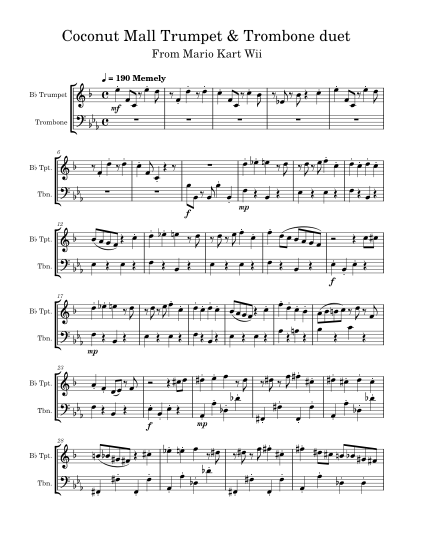 Mario Kart Wii - Coconut Mall – Misc Computer Games -Duet for Trumpet ...