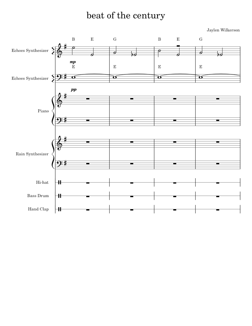 ultimate rap beat Sheet music for Piano, Bass drum, Synthesizer, Hand ...