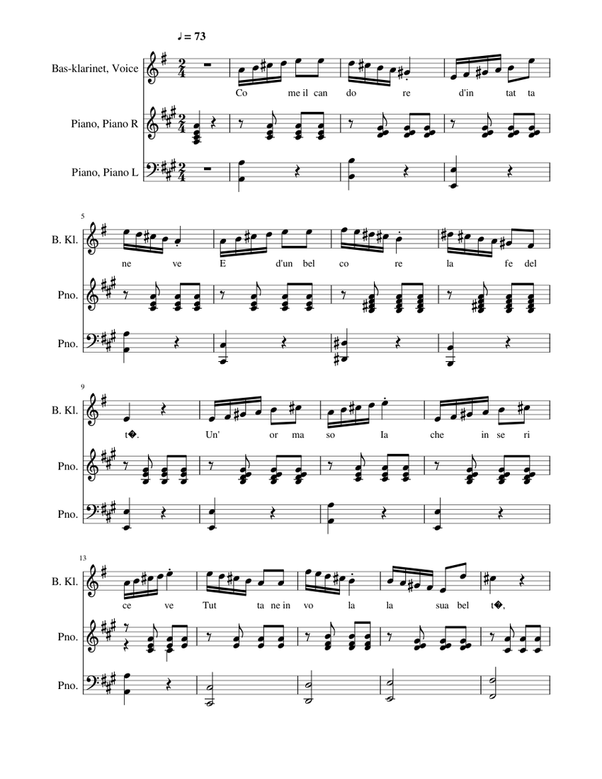 VII (Vaccai) Sheet music for Piano, Clarinet bass (Mixed Trio ...