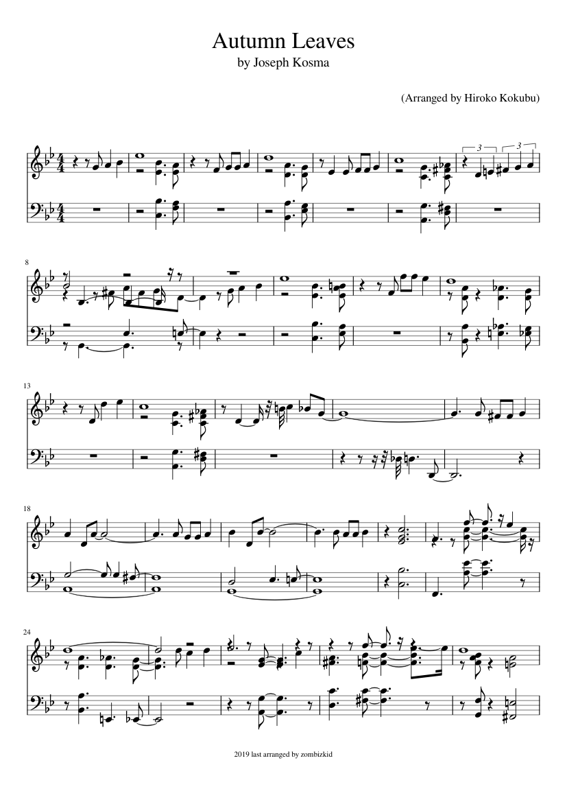 Autumn Leaves Sheet music for Vocals (Solo) | Musescore.com