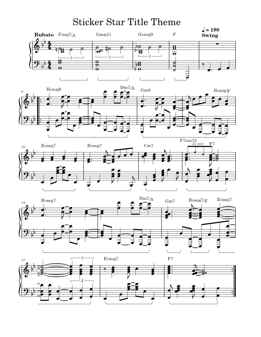 Paper Mario Sticker Star Theme – WIP Sheet music for Piano (Solo ...