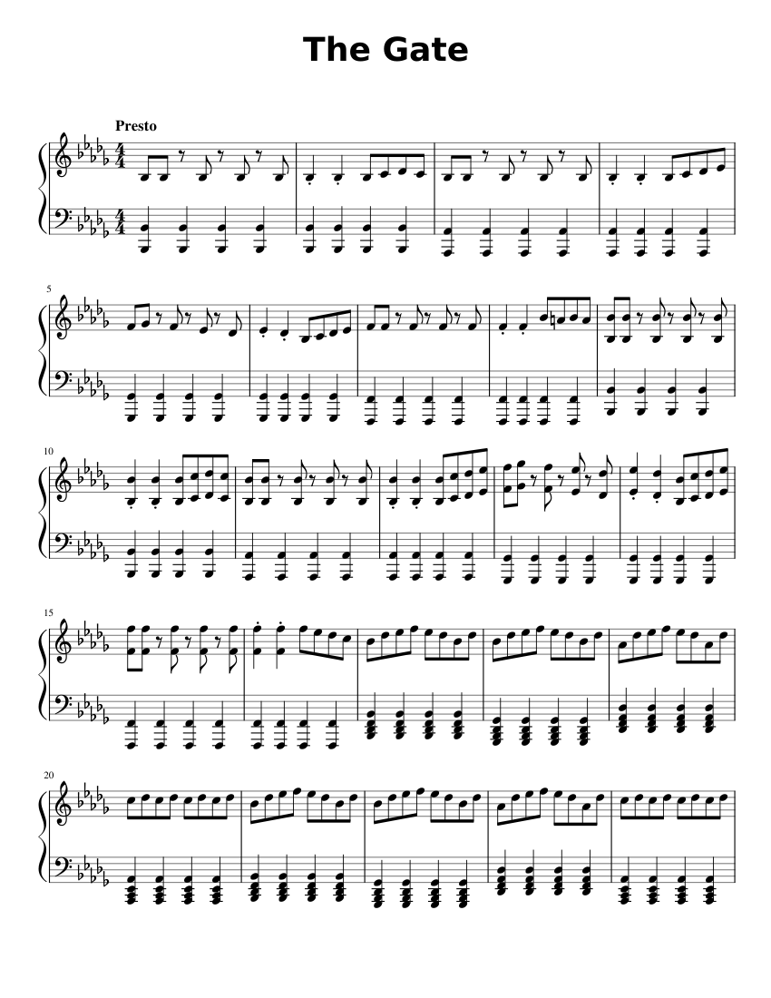 The Gate Sheet music for Piano (Solo) | Musescore.com
