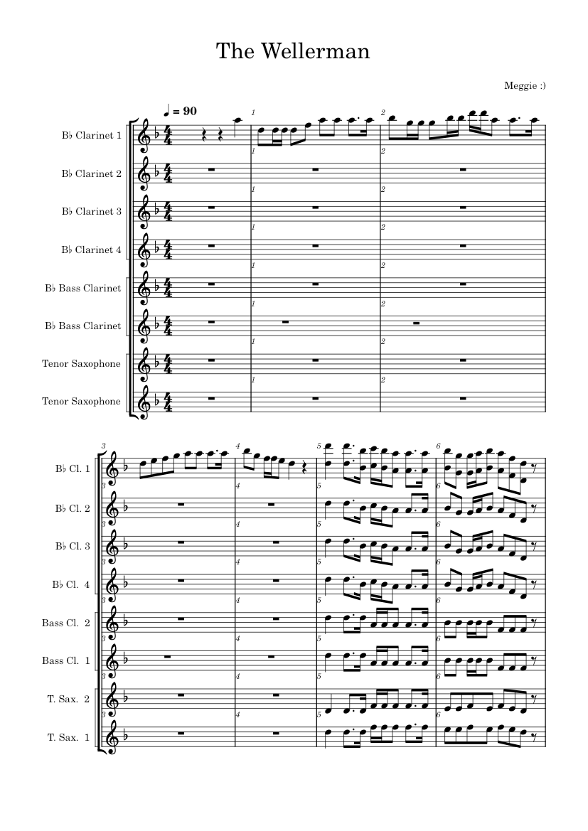The Wellerman Sheet Music for Clarinet in b-flat, Clarinet bass ...