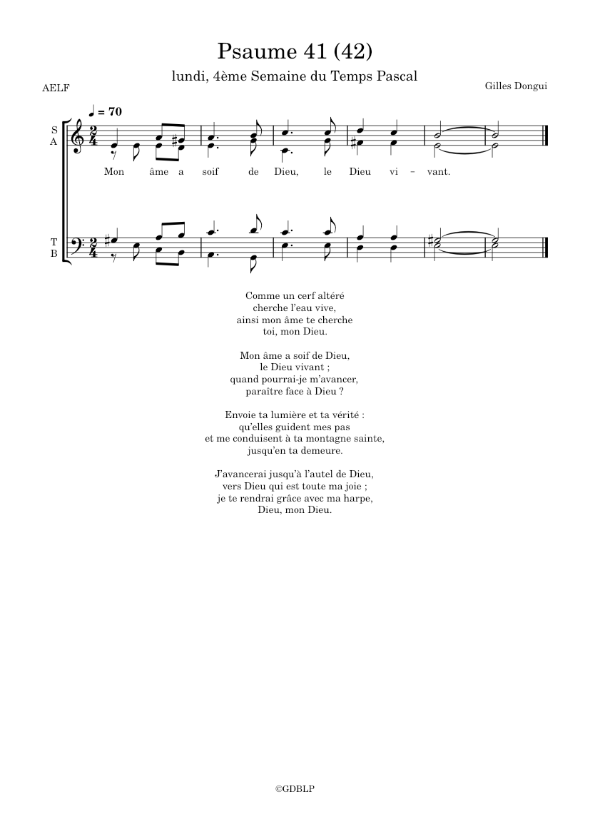Psaume 41 (42) Sheet music for Synthesizer (Choral) | Musescore.com