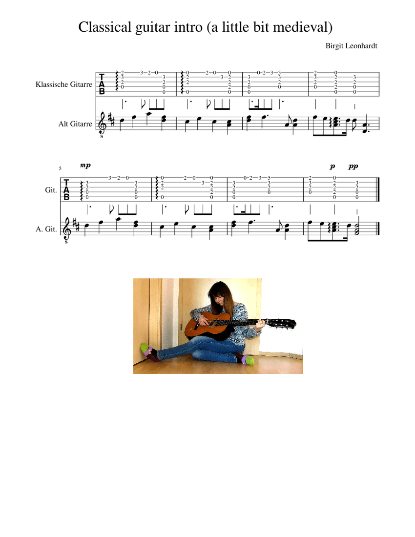 Classical guitar intro (a little bit medieval) Sheet music for Guitar ...