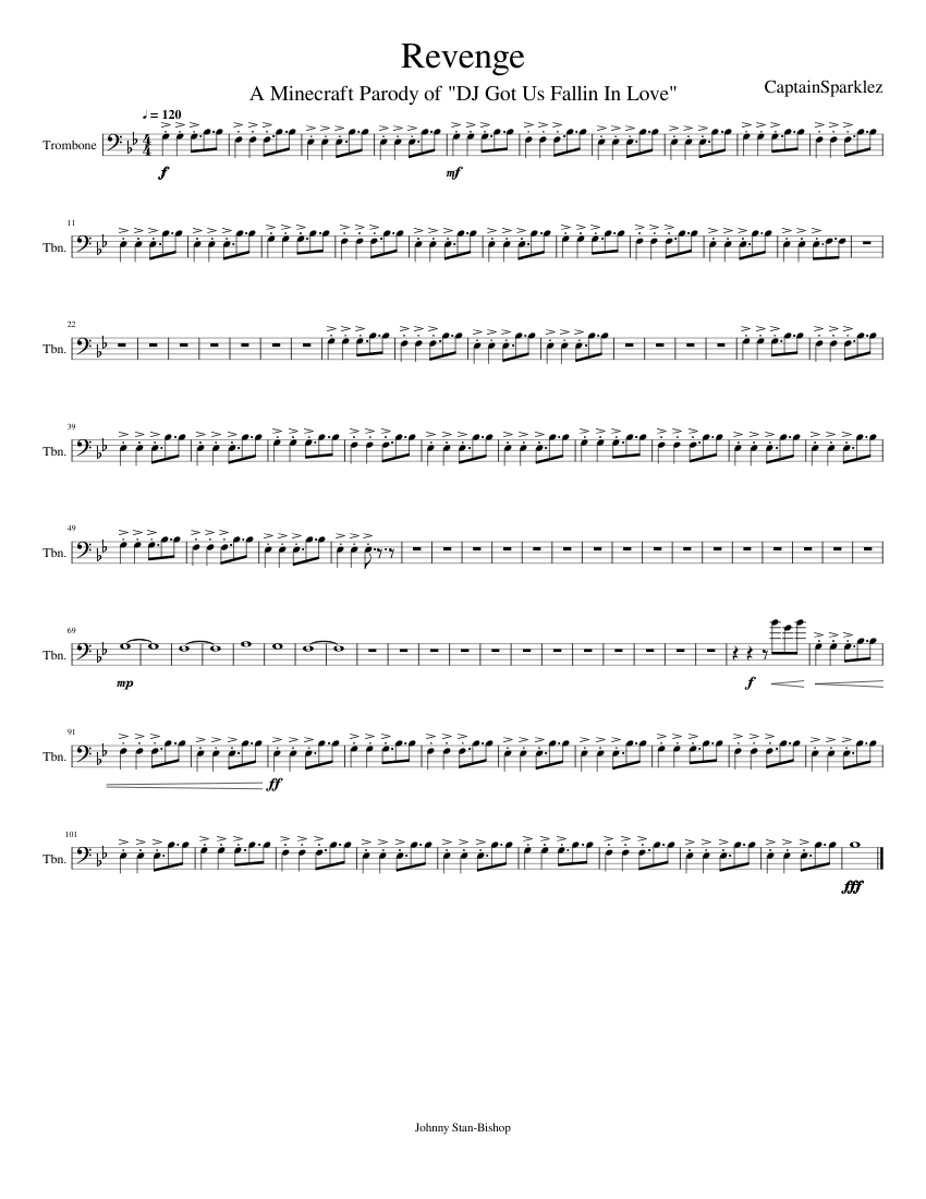 Revenge Minecraft Trombone 1 Sheet music for Trombone (Solo ...