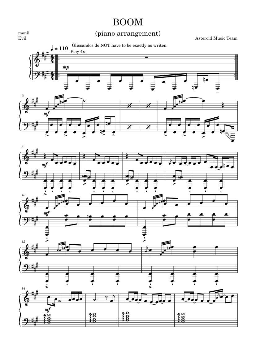 BOOM – Evil Neuro (piano arrangement) Sheet Music for Piano (Solo ...