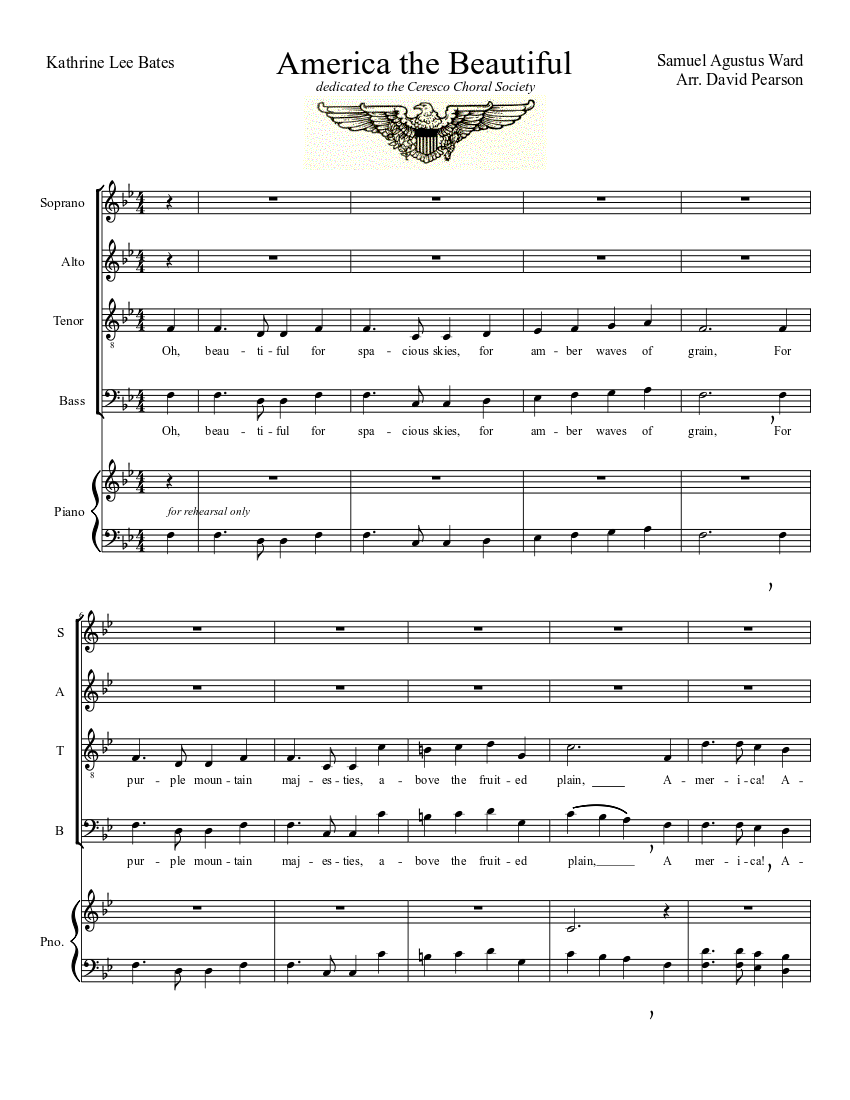 America the Beautiful SATB 2009. Sheet music for Piano, Bass guitar (A ...
