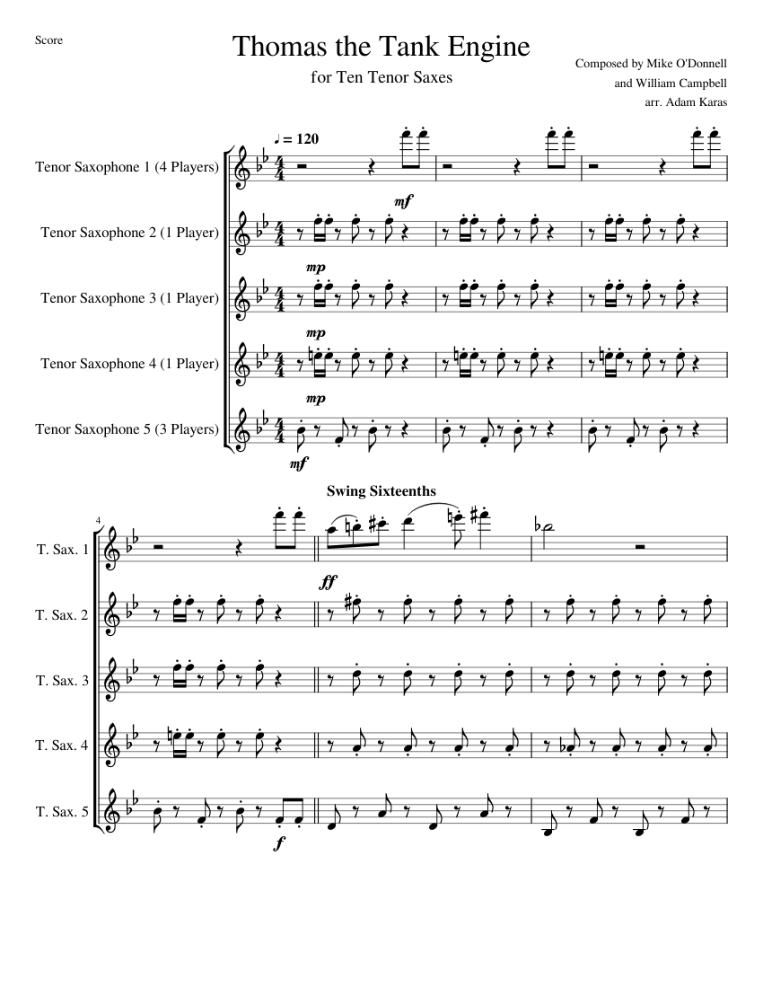 Thomas the Tank Engine for Ten Tenors Stand Tune Sheet music for ...