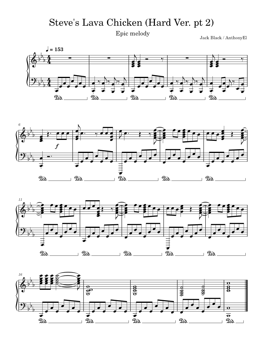 Steve's Lava Chicken Hard Pt 2 Sheet Music for Piano (Solo) | MuseScore.com