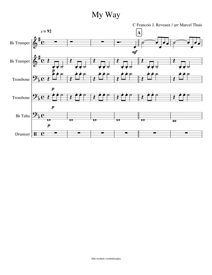 My Way Sheet music for Trombone, Tuba, Trumpet in b-flat, Drum group ...