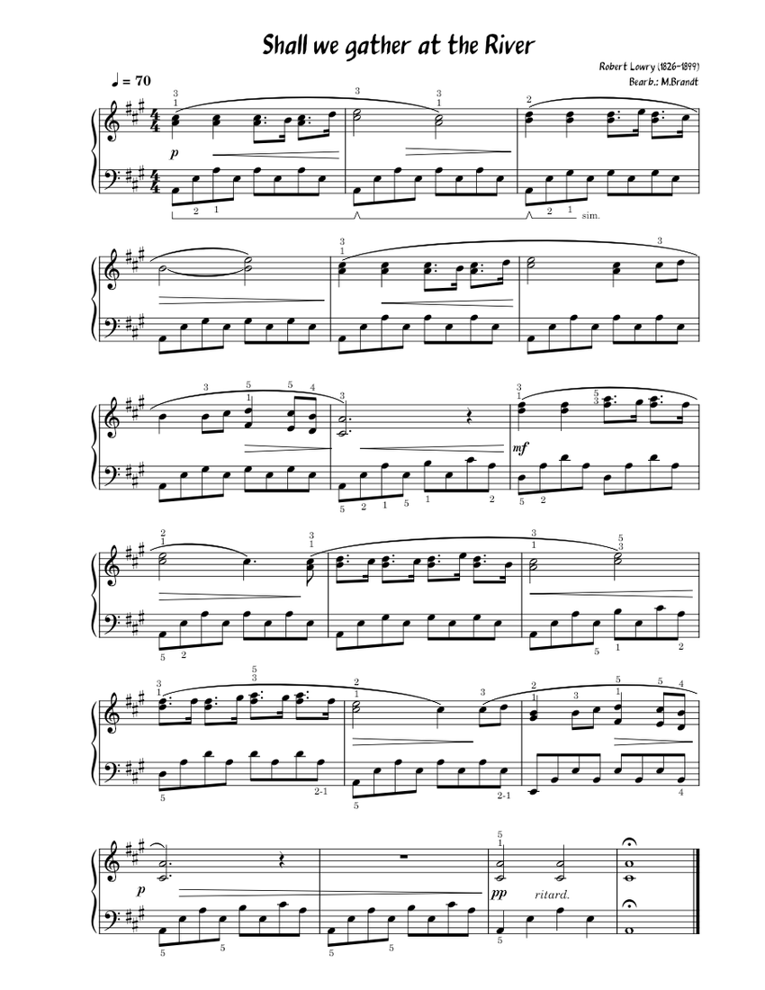 Shall We Gather At The River – Robert Lowry Sheet music for Piano (Solo ...