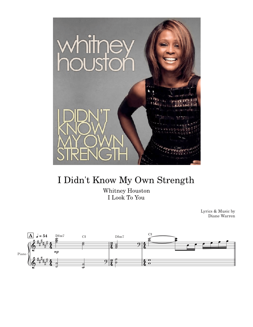 I Didn't Know My Own Strength - Whitney Houston Sheet Music with Chords ...