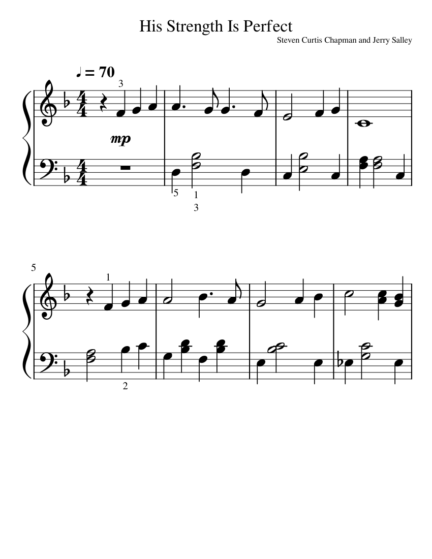 His Strength Is Perfect Sheet Music for Piano (Solo) easy | MuseScore.com