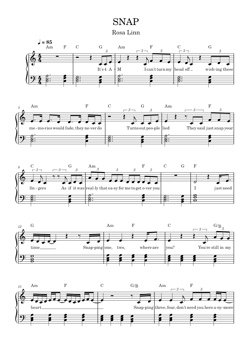 SNAP – Rosa Linn (piano solo) Sheet Music with Chords for Piano (Solo ...