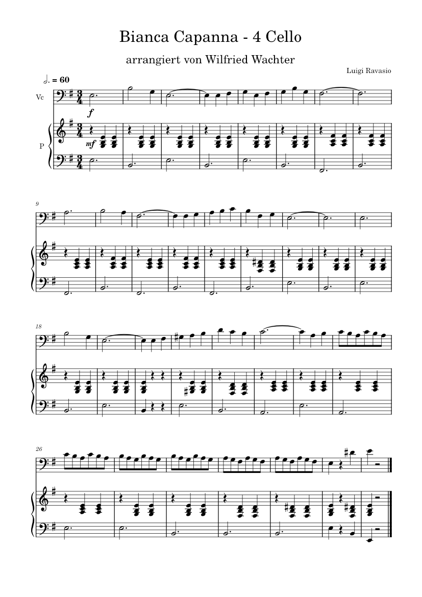 Bianca Capanna – Luigi Ravasio Sheet music for Piano, Cello (Solo ...