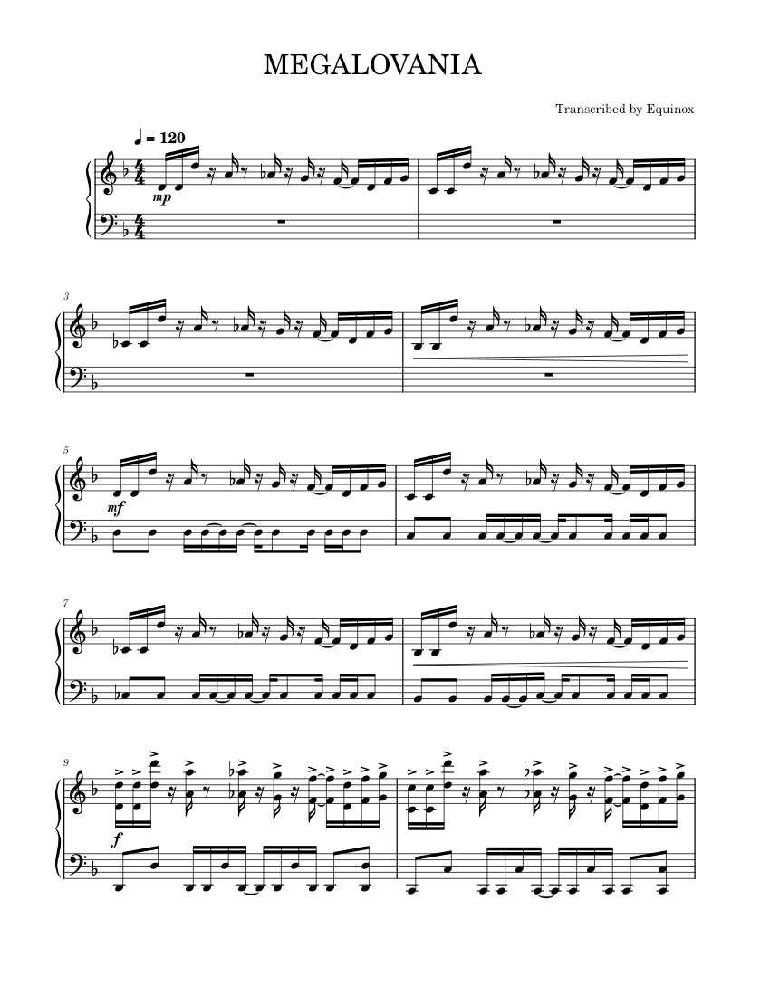 Megalovania Sheet Music Piano